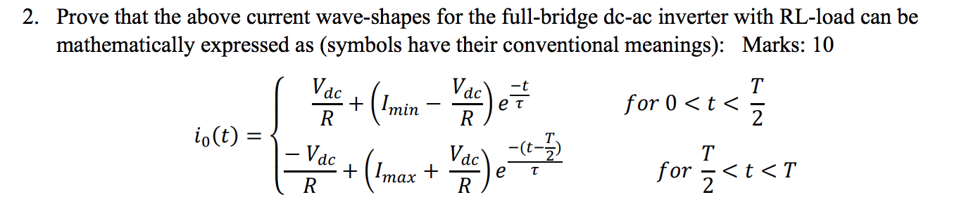 Solved 2. Prove that the above current wave-shapes for the | Chegg.com