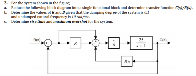 Solved a. 3. For the system shown in the figure; Reduce the | Chegg.com