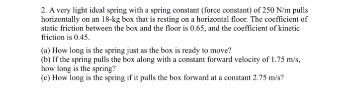 Solved 2. A very light ideal spring with a spring constant | Chegg.com