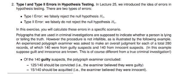 Solved 2. Type I and Type II Errors in Hypothesis Testing. | Chegg.com