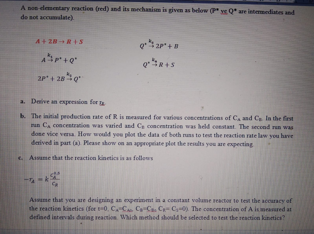 A non-elementary reaction (red) and its mechanism is | Chegg.com