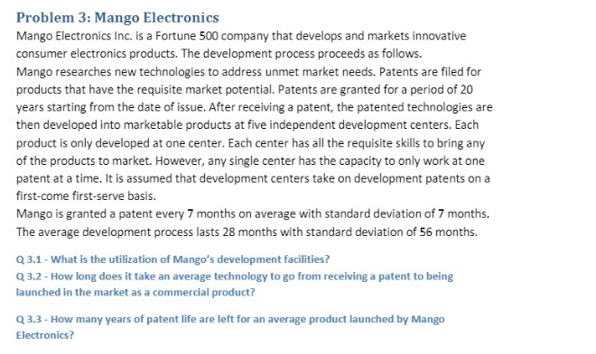 Solved Problem 3: Mango Electronics Mango Electronics Inc. | Chegg.com