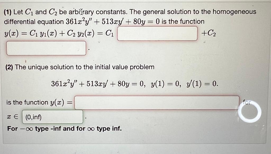 Solved (1) Let C1 and C2 be arbityrary constants. The | Chegg.com