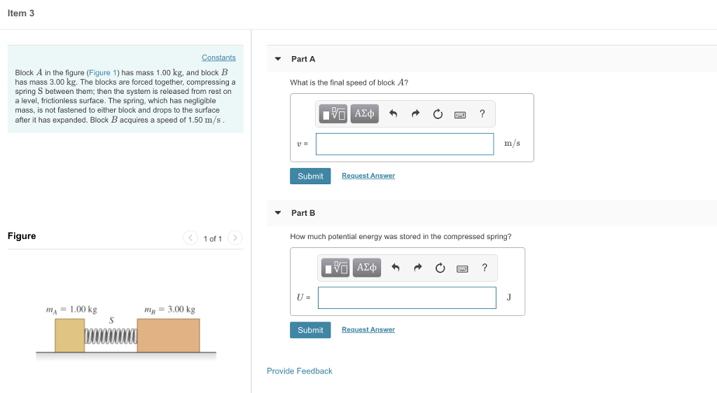 Solved tem 3 Constants Part A Block A in the figure (Figure | Chegg.com Solved tem 3 Constants Part A Block A in the figure (Figure | Chegg.com