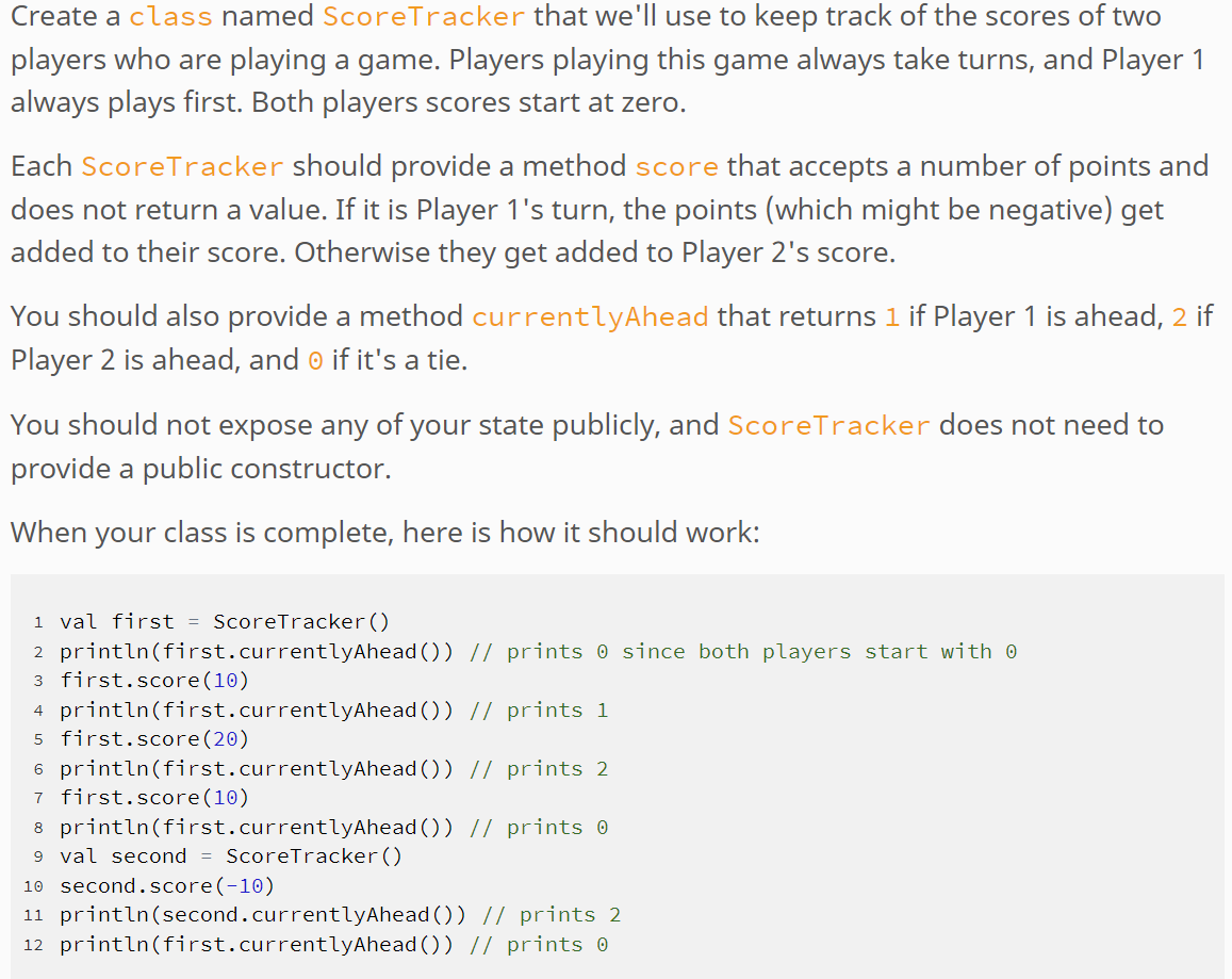 Solved (Kotlin) Create a class named ScoreTracker that we'll | Chegg.com