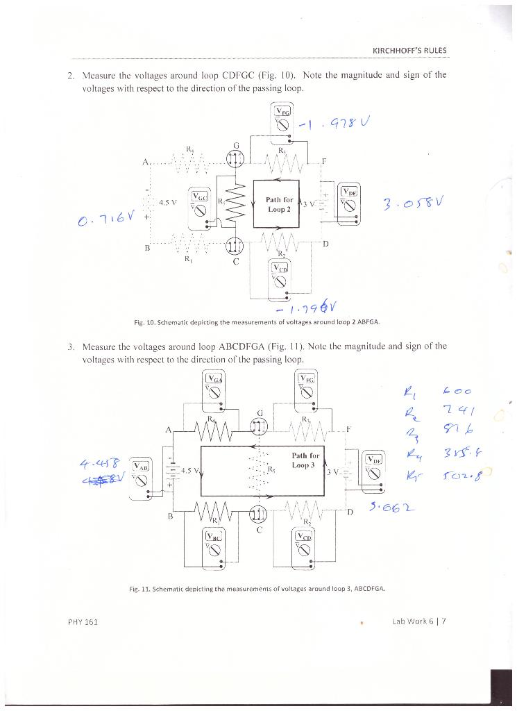 Solved 2. Measure the voltages around Joop CDFGC (Fig. 10). | Chegg.com