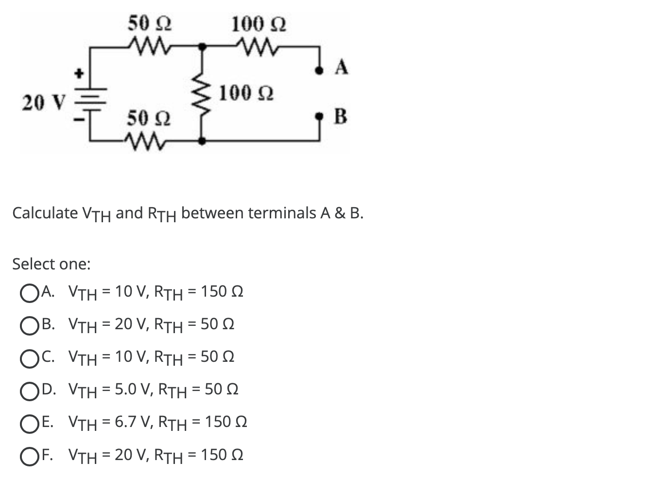 Solved Calculate VTH and RTH between terminals A \& B. | Chegg.com