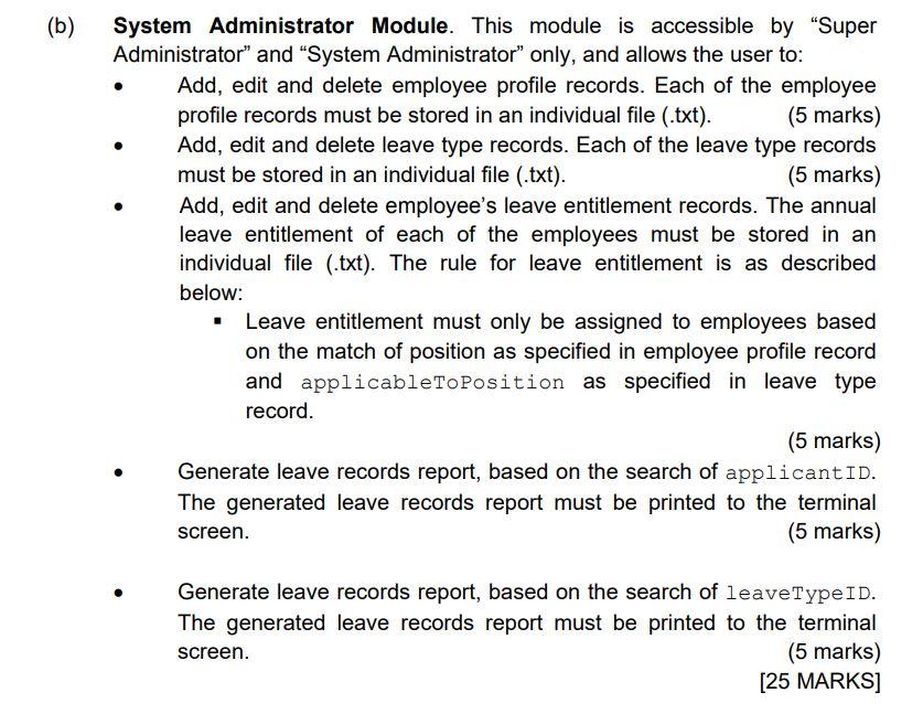 Solved System Administrator Module. This module is | Chegg.com