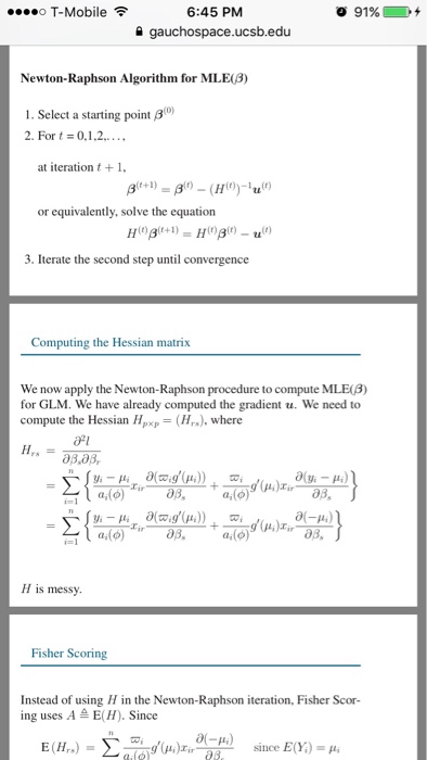 Solved 1. Prove that the Newton-Raphson and Fisher scoring | Chegg.com