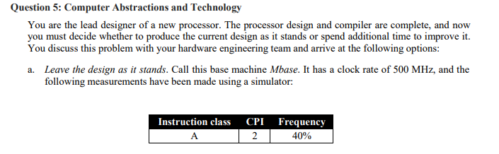 Solved Question 5: Computer Abstractions and Technology You | Chegg.com