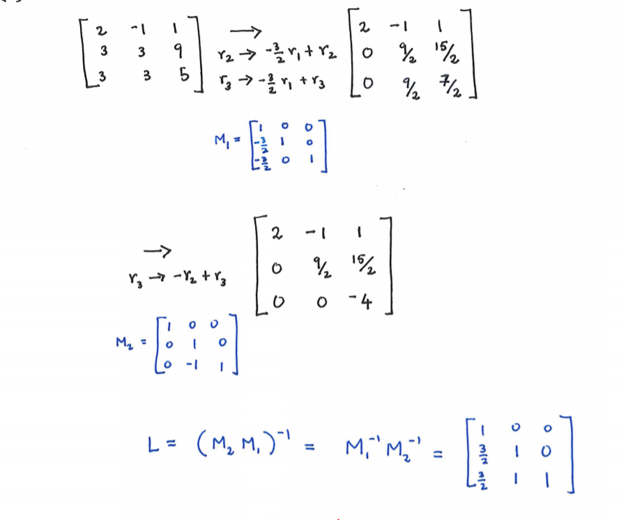 Solved (b) Factor the following matrix into the LU | Chegg.com