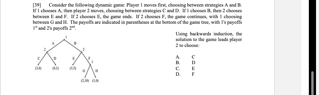 Solved [39] Consider the following dynamic game: Player 1 | Chegg.com