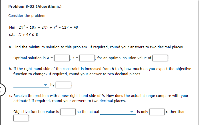 Solved Problem 8-02 (Algorithmic) Consider the problem Min | Chegg.com