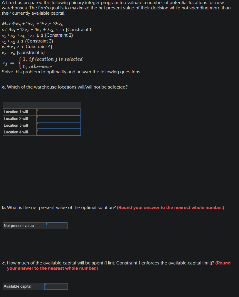 Solved A firm has prepared the following binary integer | Chegg.com