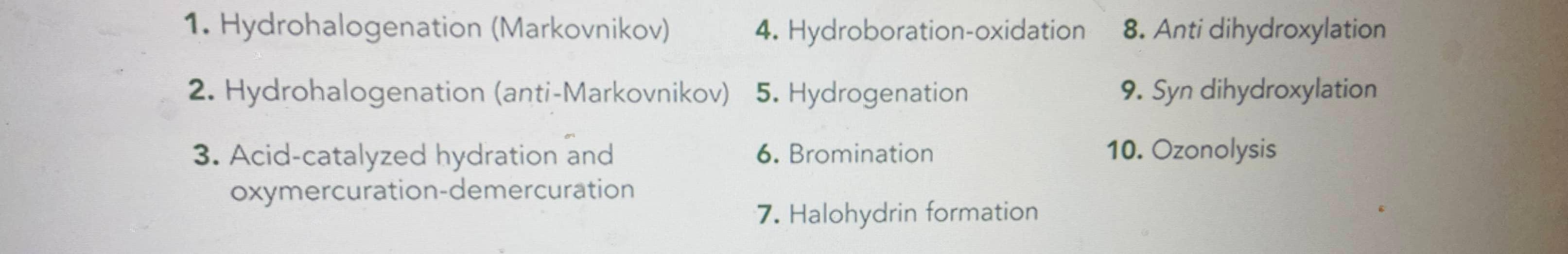Solved 1. Hydrohalogenation (Markovnikov) 4. | Chegg.com