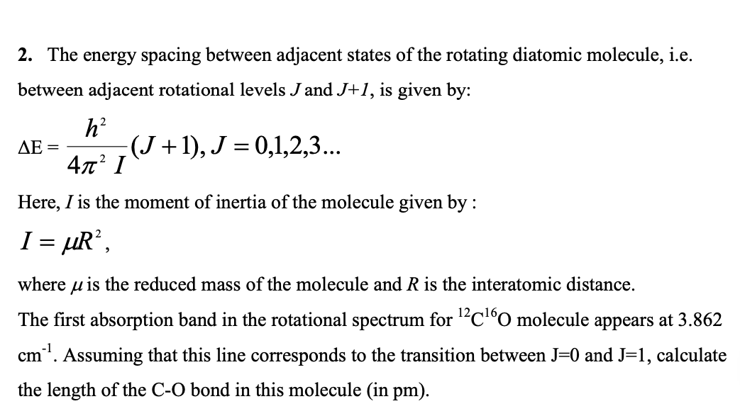 Solved 2. The energy spacing between adjacent states of the | Chegg.com
