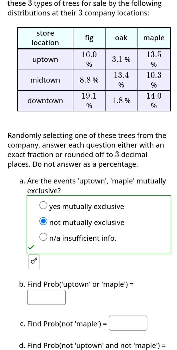 Solved these 3 types of trees for sale by the following | Chegg.com