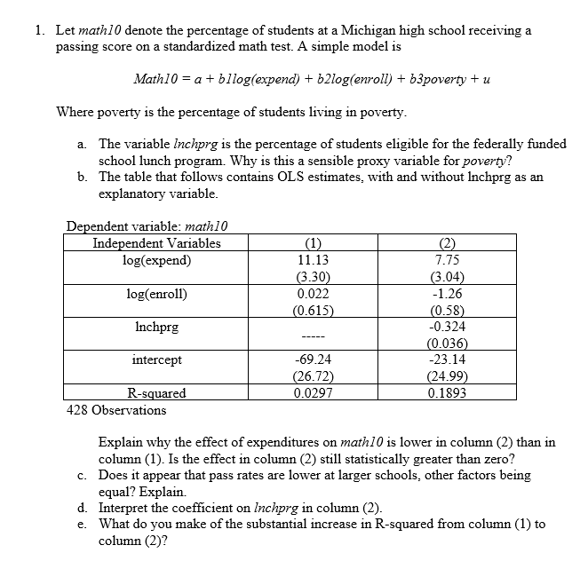 Solved Let mathlo denote the percentage of students at a | Chegg.com