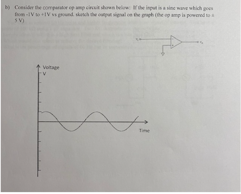 Solved b) Consider the comparator op amp circuit shown | Chegg.com