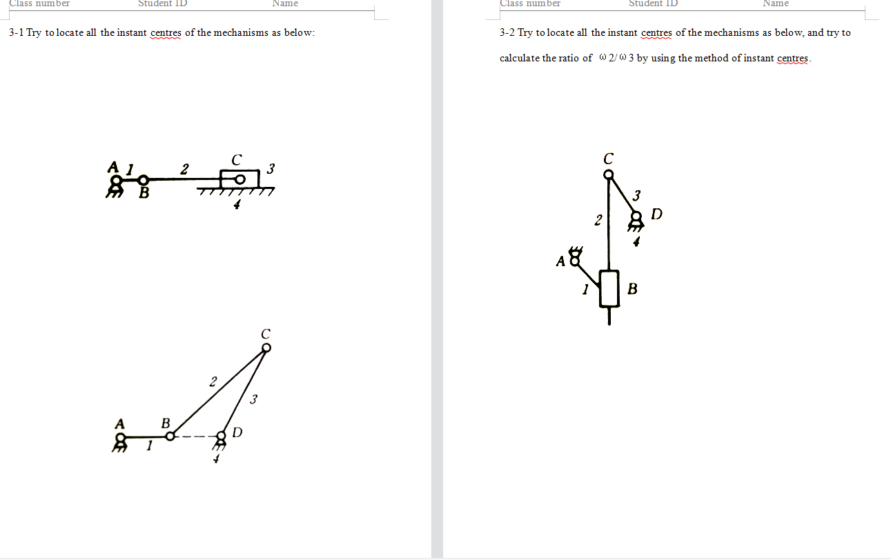 Solved 3-1 Try to locate all the instant centres of the | Chegg.com