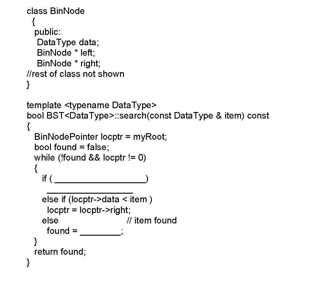 Solved Complete The Following Binary Search Tree Method