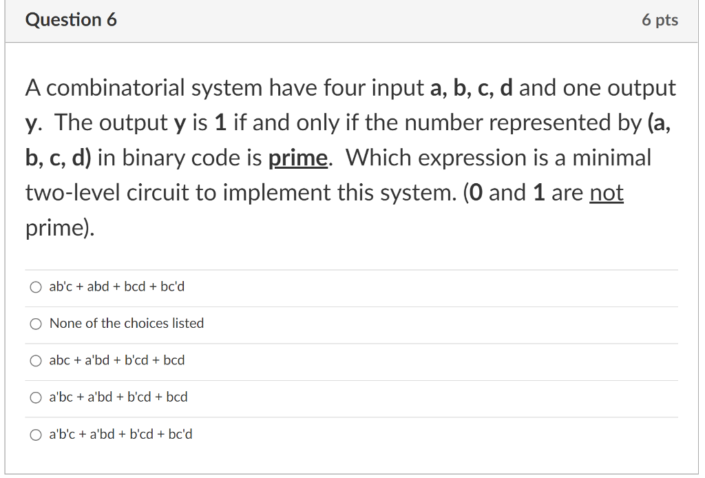Solved A combinatorial system have four input a,b,c,d and | Chegg.com