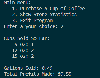Assignment: Coffee Store Can someone please help me | Chegg.com