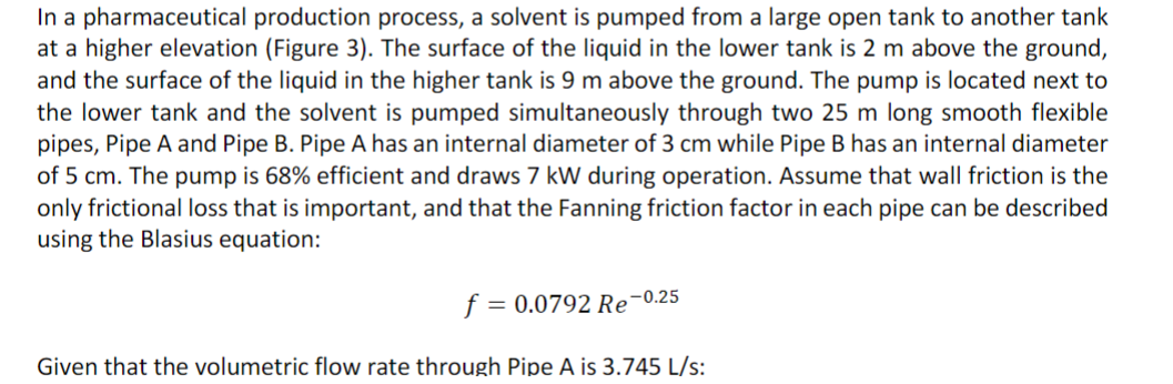 Solved f=0.0792Re-0.25Given that the volumetric flow rate | Chegg.com