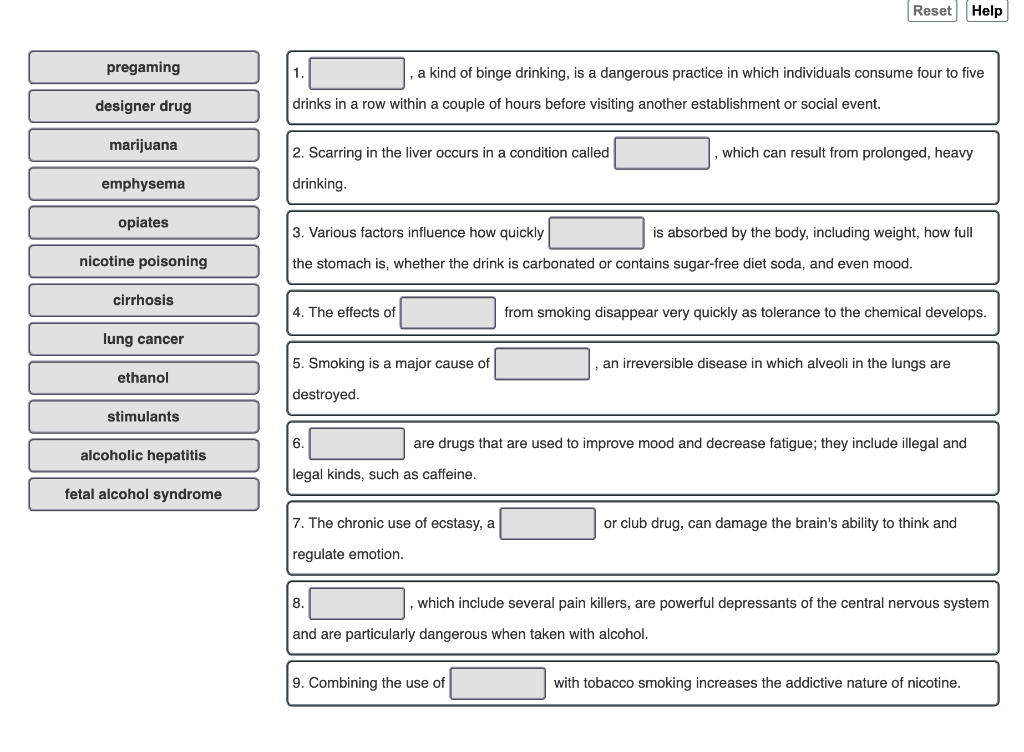 Solved Reset Help pregaming 1. , a kind of binge drinking, | Chegg.com