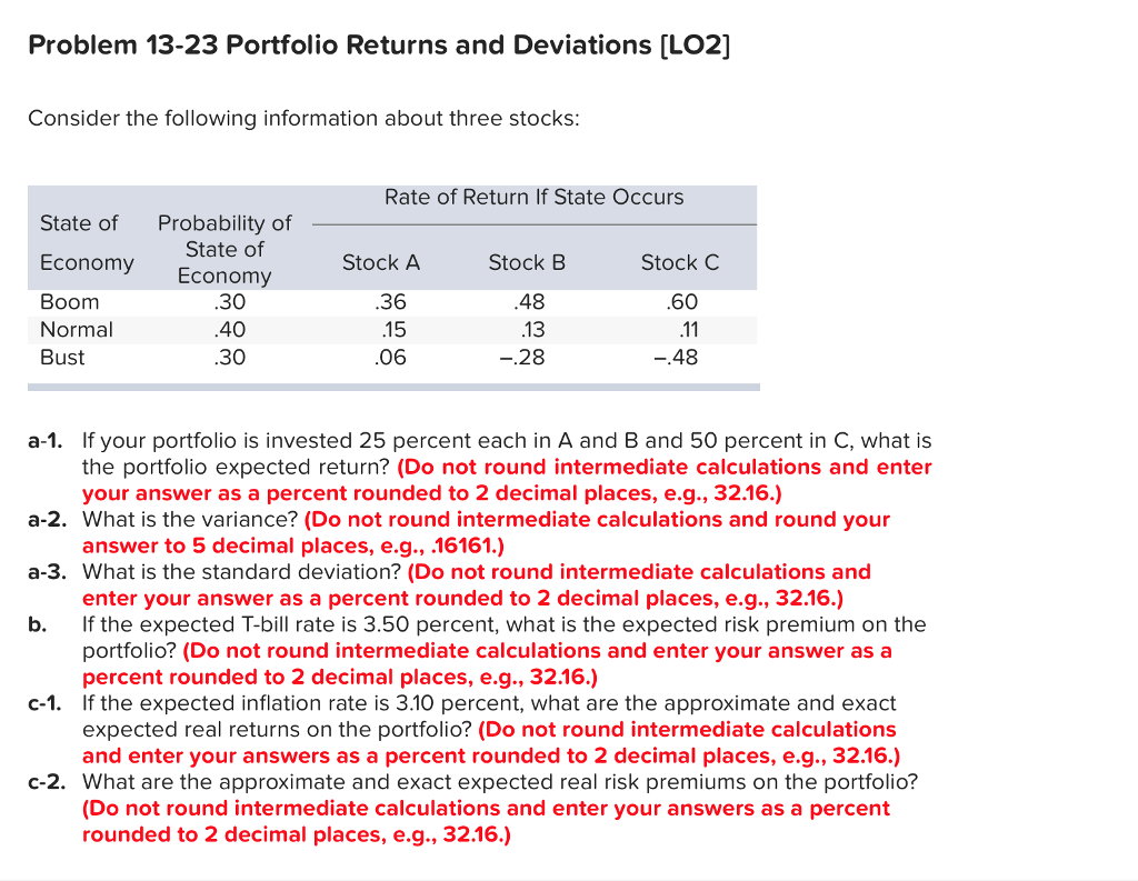 Solved Problem 13-23 Portfolio Returns and Deviations [L02] | Chegg.com