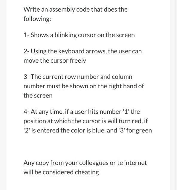 Solved Write an assembly code that does the following: 1- | Chegg.com