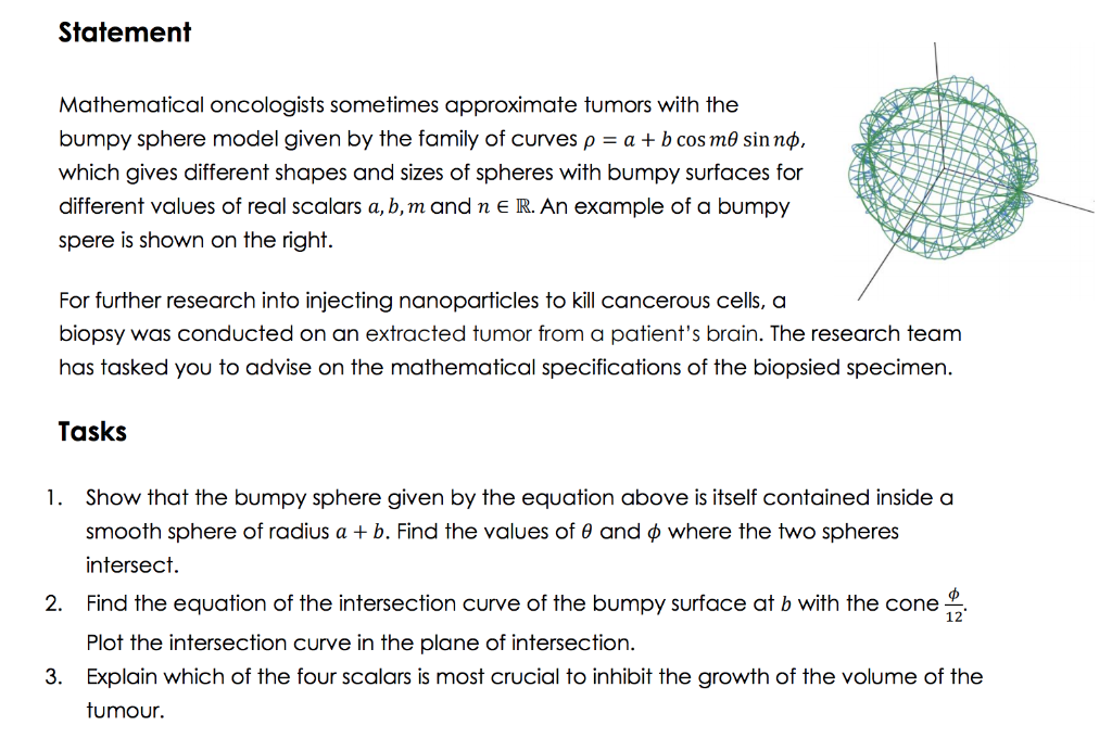 Solved Statement Mathematical oncologists sometimes | Chegg.com