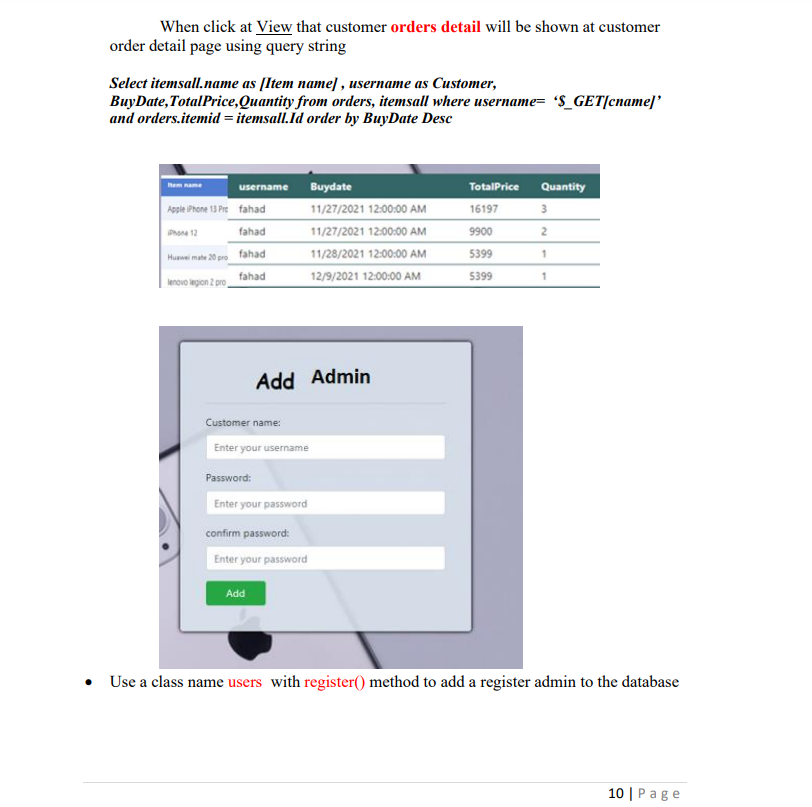Solved Select a project like - Online Furniture Sale - | Chegg.com
