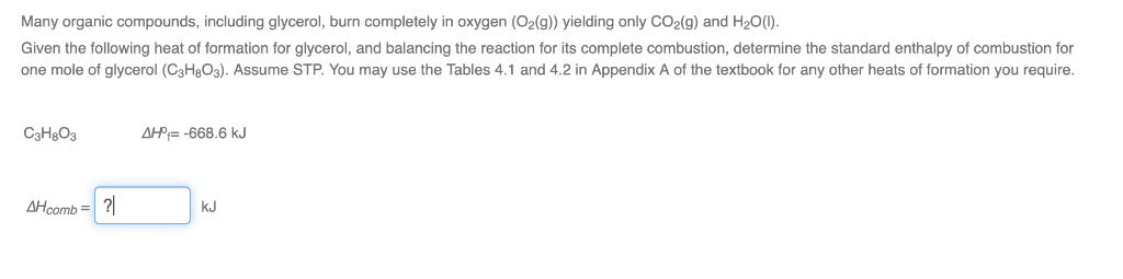 Solved Many organic compounds, including glycerol, burn | Chegg.com