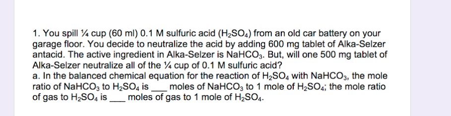 Solved a. In the balanced chemical equation for the reaction | Chegg.com