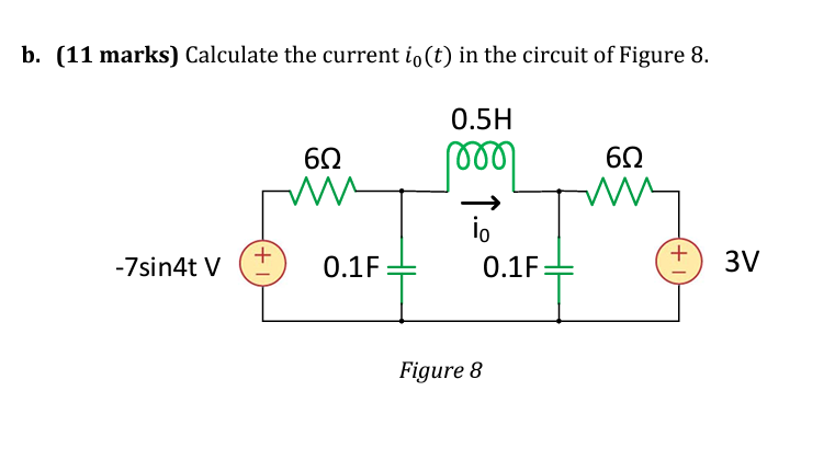 Solved b. (11 marks) Calculate the current i0(t) in the | Chegg.com