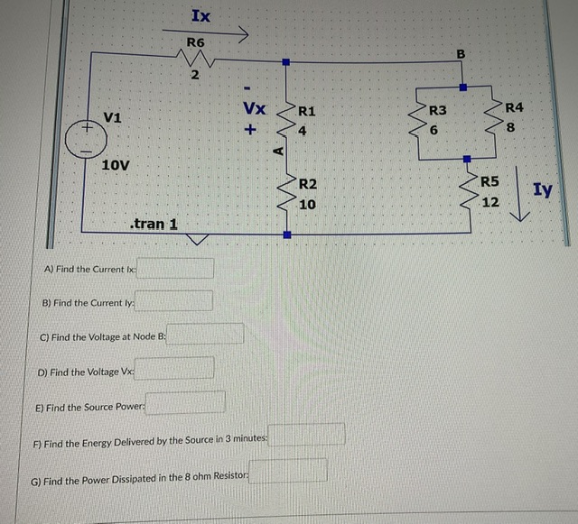 Solved A) Find the Current ix B) Find the Current ly C) Find | Chegg.com