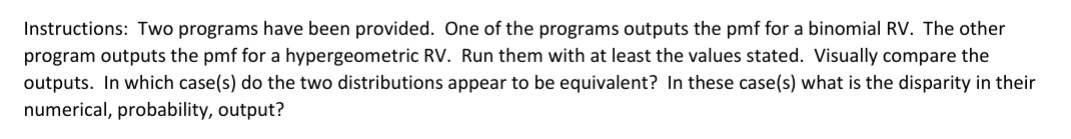 Computer Programs Binomial Vs Hypergeometric Run The