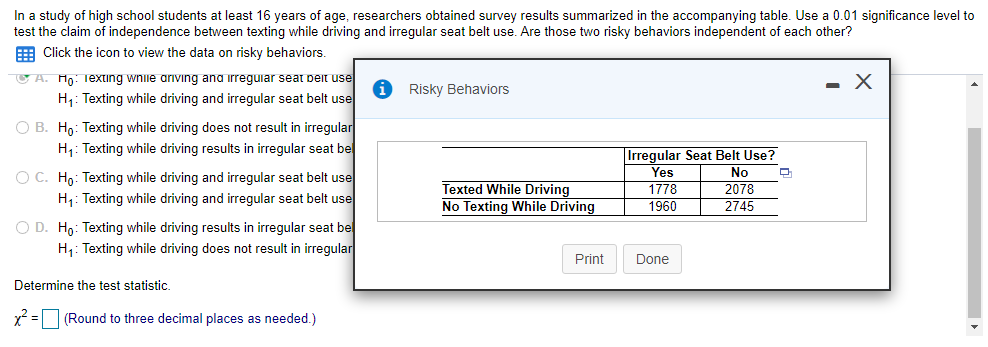 Solved In a study of high school students at least 16 years | Chegg.com