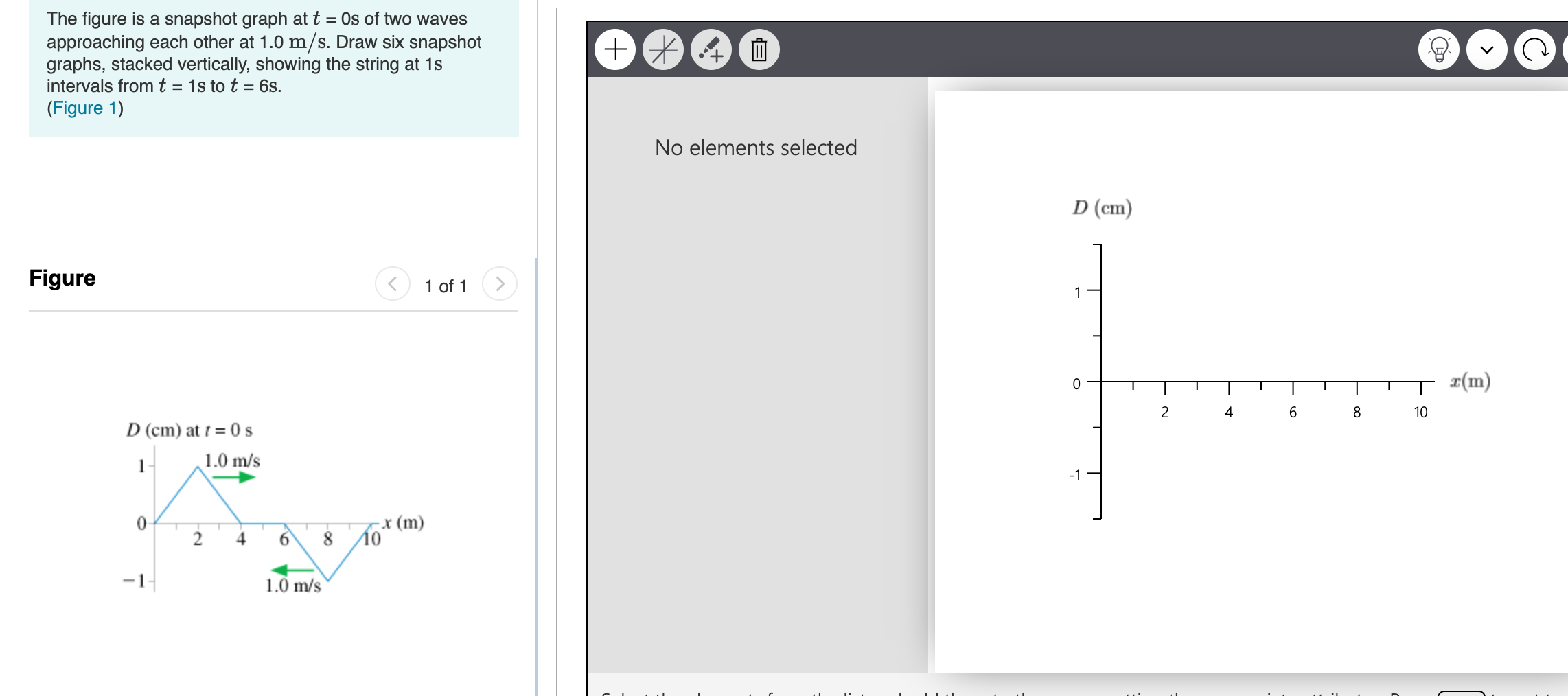 Solved The figure is a snapshot graph at t = Os of two waves | Chegg.com