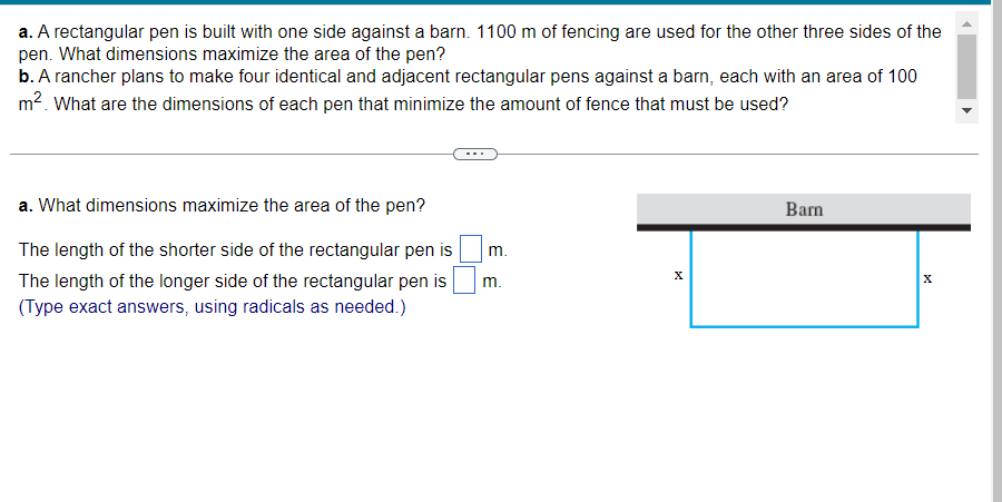 Solved a. A rectangular pen is built with one side against a | Chegg.com