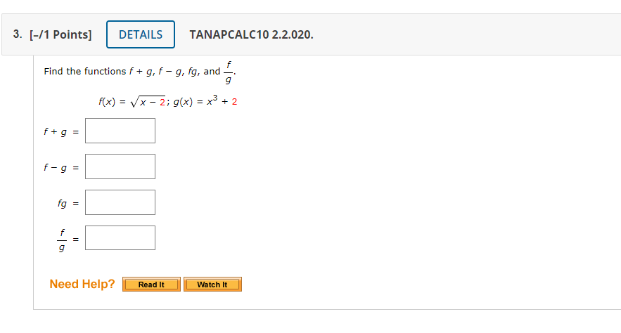 Solved 3. [-/1 Points] DETAILS TANAPCALC10 2.2.020. Find the | Chegg.com