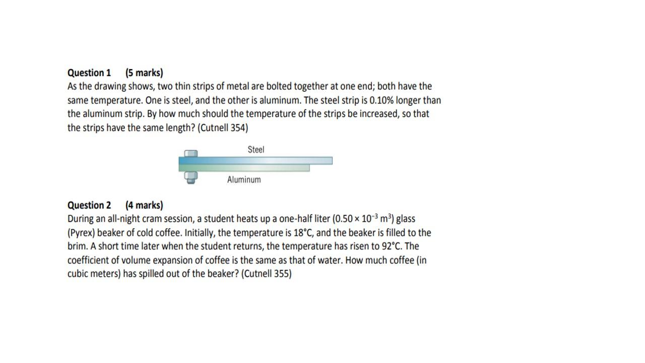 Solved Question 1 (5 marks) As the drawing shows, two thin | Chegg.com