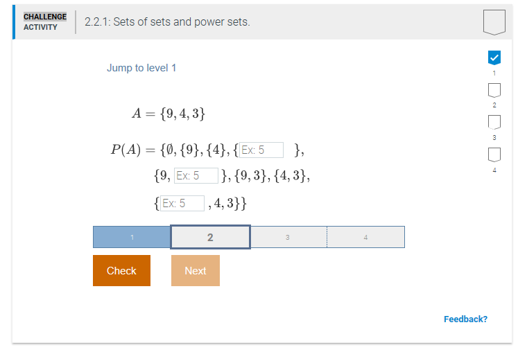 Solved sentence 22.1: Sets CHALLENGE ACTIVITY 2.2.1: Sets of | Chegg.com