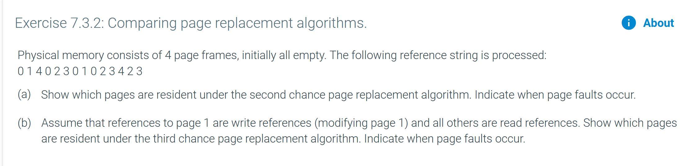 Solved Exercise 7.3.2: Comparing page replacement | Chegg.com