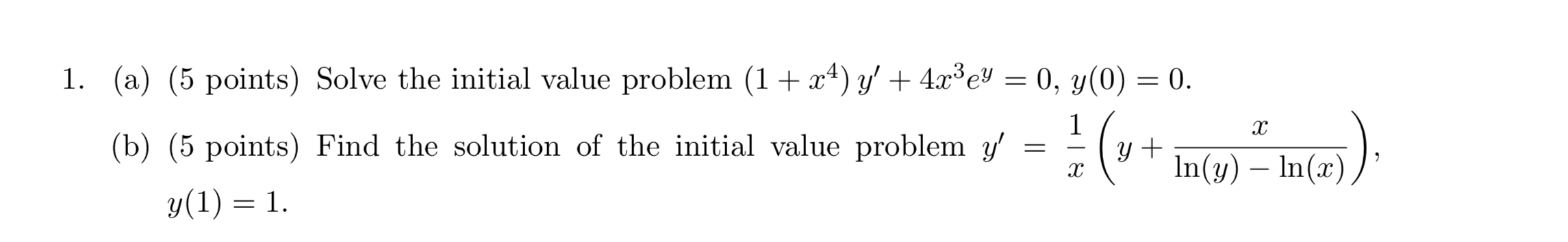 Solved (a) (5 ﻿points) ﻿Solve the initial value problem | Chegg.com