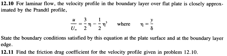 Solved 12.10 For laminar flow, the velocity profile in the | Chegg.com
