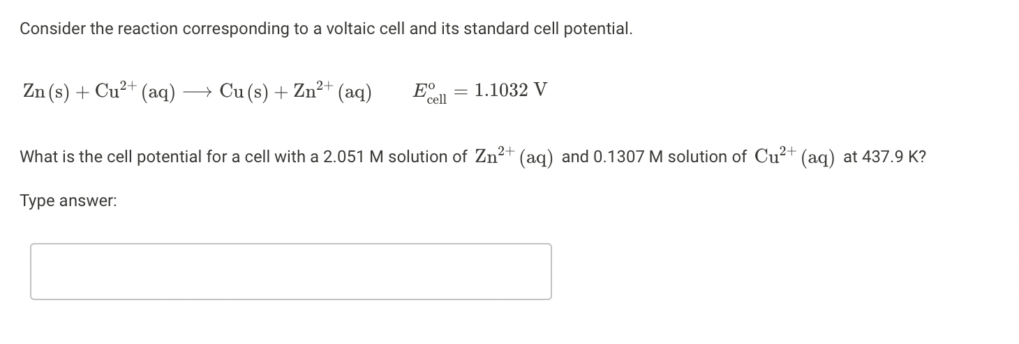 Solved Consider the reaction corresponding to a voltaic cell | Chegg.com Solved Consider the reaction corresponding to a voltaic cell | Chegg.com