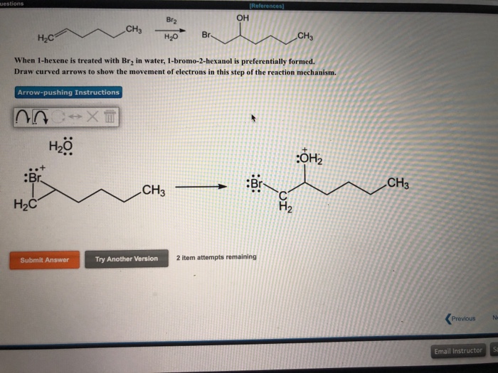 Solved When 1-Hexene is treated with Br2 in water, | Chegg.com