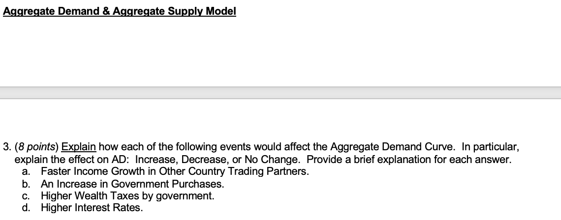 Solved Aggregate Demand & Aggregate Supply Model a. 3. (8 | Chegg.com